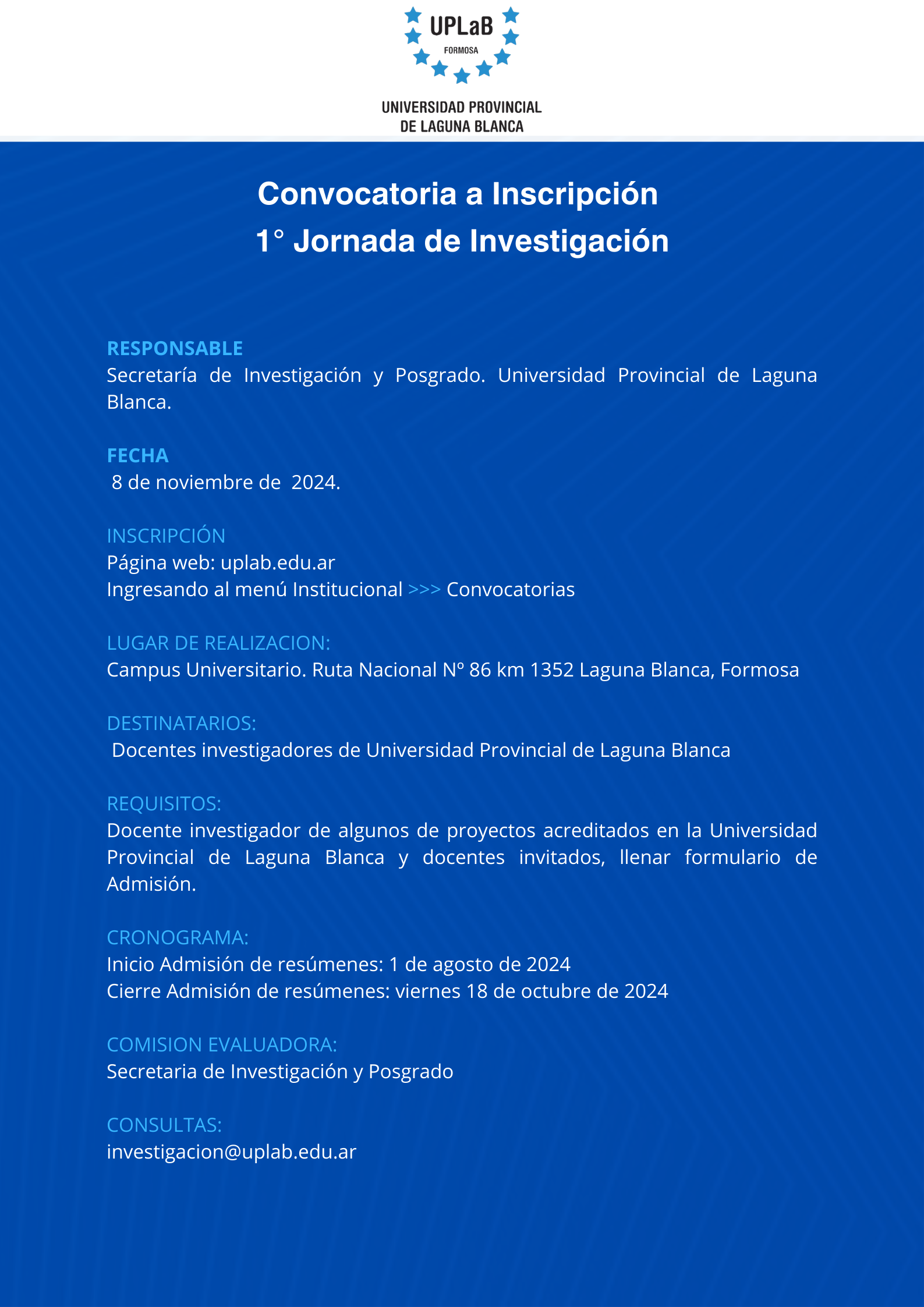 UPLaB - Primer Jornada de Investigación 2024